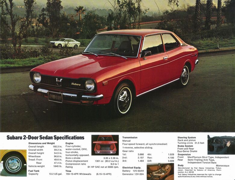 Play With LEGACY RS- 1973年発行 SUBARU 2DoorSedan 北米向けカタログ(1)